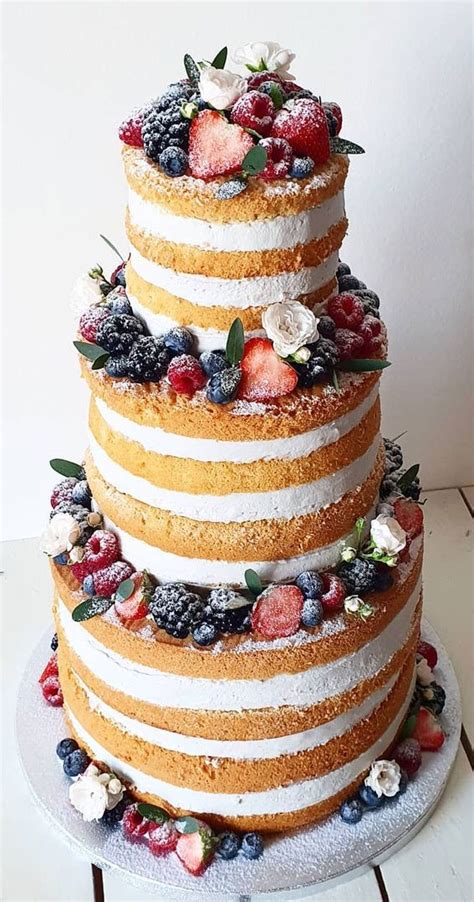 Best Simple Wedding Cakes Naked Wedding Cake With Fresh Fruits