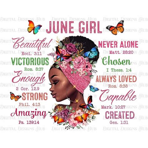 June Girl Png Digital File Black Girl Png Digital Download Inspire