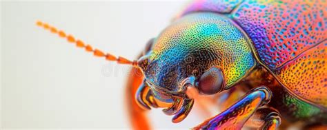 Close Up Of A Beetle S Iridescent Shell Reflecting Vibrant Colors In A