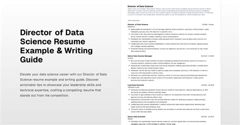 Director Of Data Science Resume Example And Writing Guide