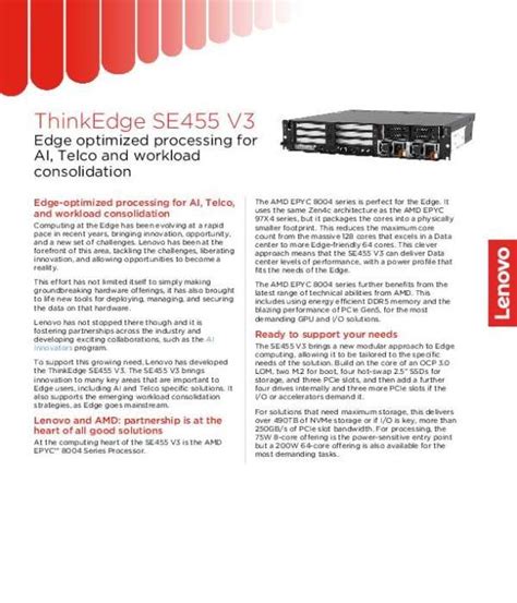 Lenovo Thinkedge Se455 V3 Techtonic Times