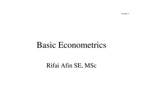 Ppt Basic Econometrics Powerpoint Presentation Free Download Id
