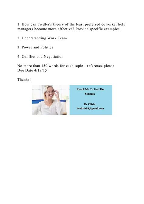 1 How Can Fiedlers Theory Of The Least Preferred Coworker Help Man Docx