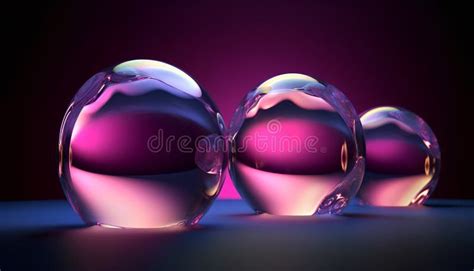 3d Render Of A Group Of Glass Balls On A Dark Background Stock