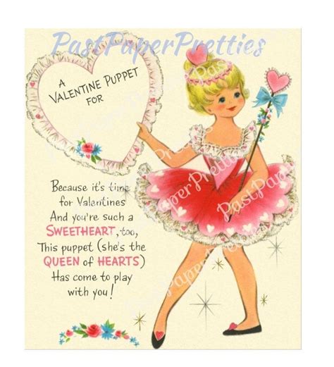 Vintage Valentine Paper Doll Ballerina Folded Printable Card C 1960s Pdf Instant Digital