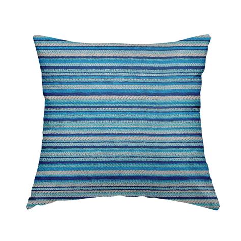 Soft Feel Railroaded Design Blue Colour Chenille Upholstery Fabric Jo