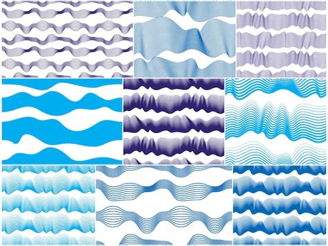 Premium Vector Artistic Vector Seamless Patterns Set With Stylized Waves Blue Color Curve