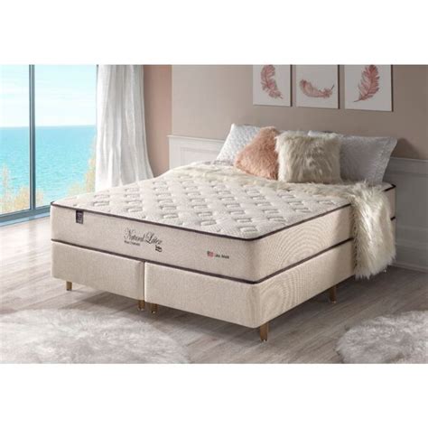 Conjunto Cama Box colchão Casal Anjos De Mola Ensacadas Natural Latex