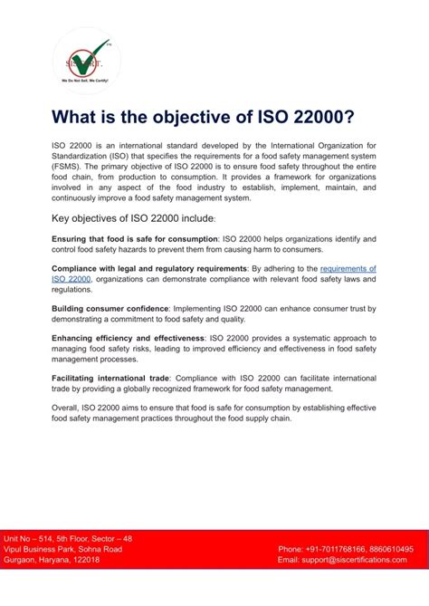 Ppt Objective Of Iso 22000 Powerpoint Presentation Free Download