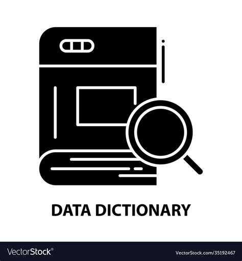 Data Dictionary Icon Black Sign Royalty Free Vector Image