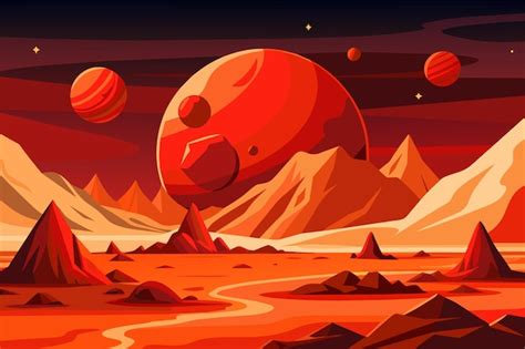 цифровая иллюстрация планеты с планетами и звездами Премиум Ai