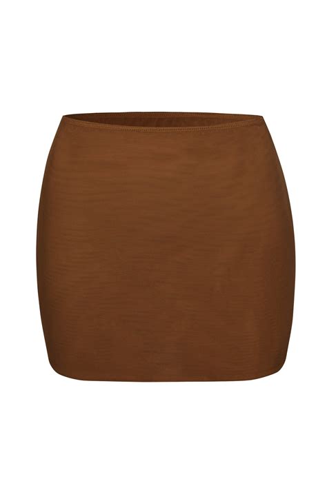 Intimates Soft Mesh Low Rise Micro Mini Slip Skirt In Chestnut Oh Polly