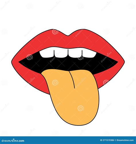 Woman Lips Licking With Tongue Sticking Out Stock Vector Illustration