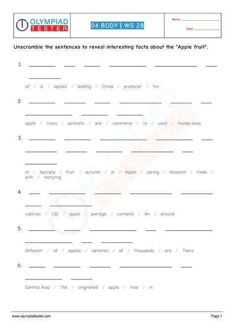 Download Grade 4 Science Worksheet Fill In The Blanks Of Olympiadtester On The Chapter Human