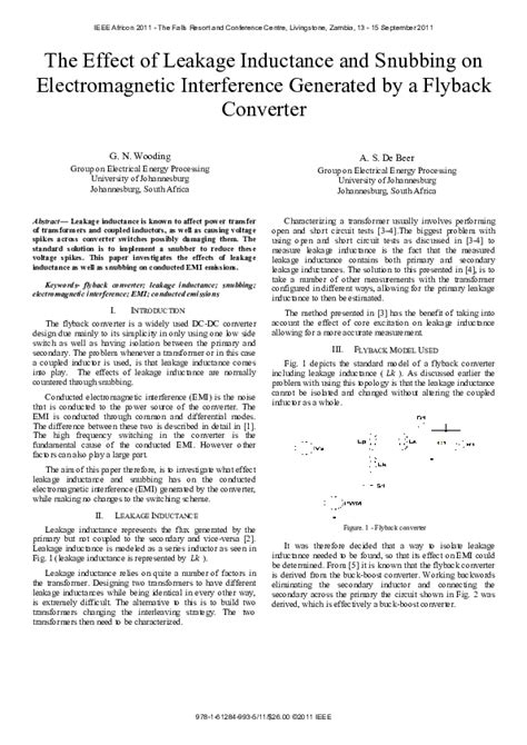 Pdf The Effect Of Leakage Inductance And Snubbing On Electromagnetic