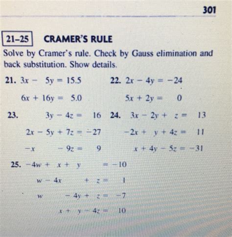 solved solve by cramer s rule check by gauss elimination