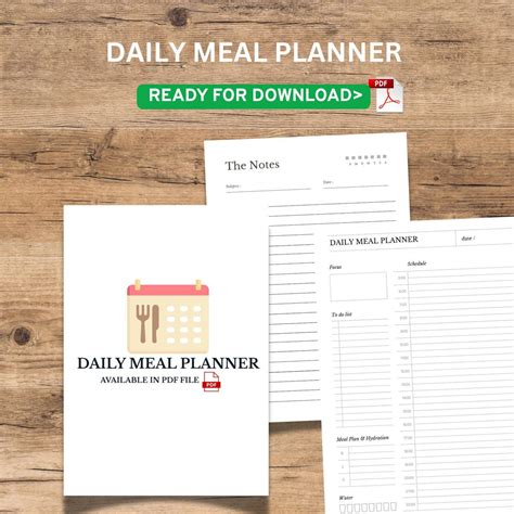 Daily Meal Planner Printable Weekly Menu Planner Pdf Meal Prep