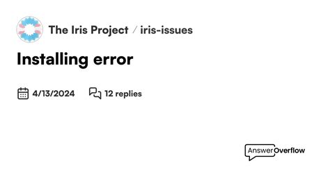 Installing Error The Iris Project