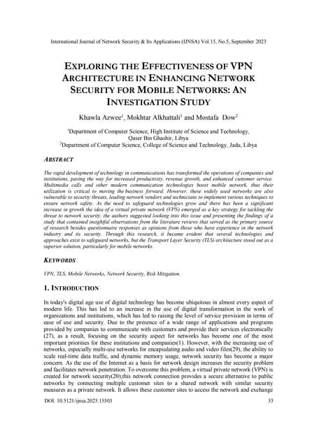 Exploring The Effectiveness Of Vpn Architecture In Enhancing Network