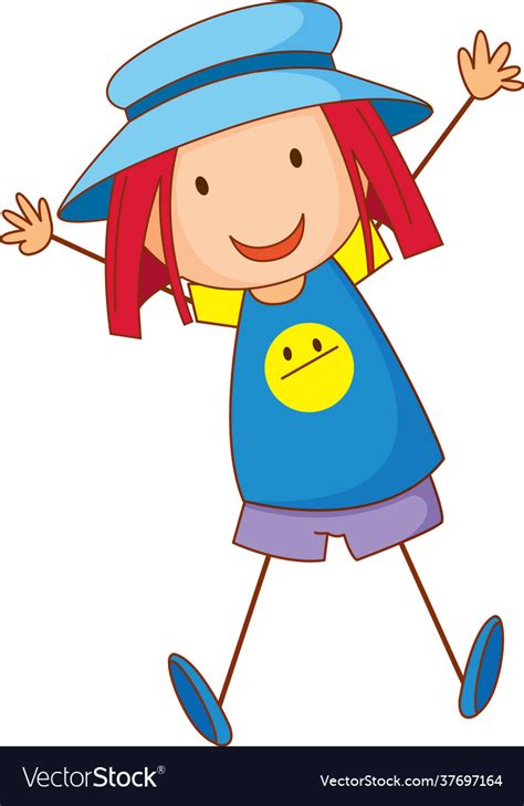 A Girl Wearing Hat Cartoon Character In Hand Vector Image