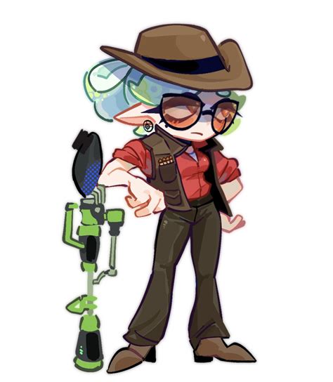 Safebooru 1girl Almonthic Earrings Glasses Gun Hat Highres Inkling