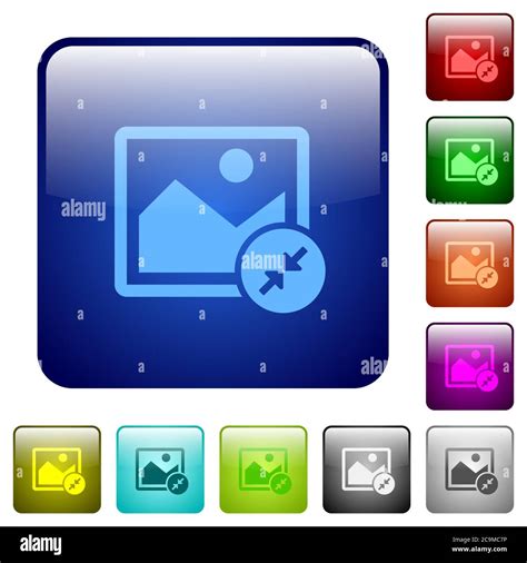 Resize Image Small Icons In Rounded Square Color Glossy Button Set
