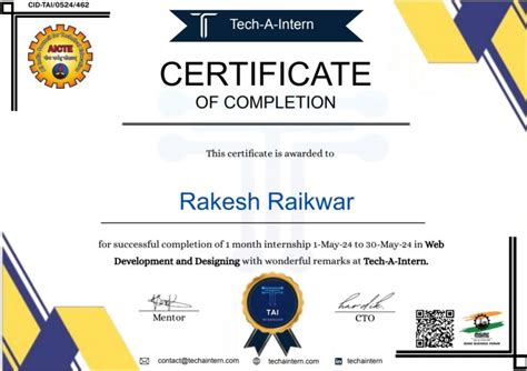 Rakesh Raikwar On Linkedin Webdevelopment Designing Website Internship Techaintern