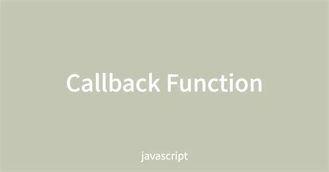 Callback function 콜백함수