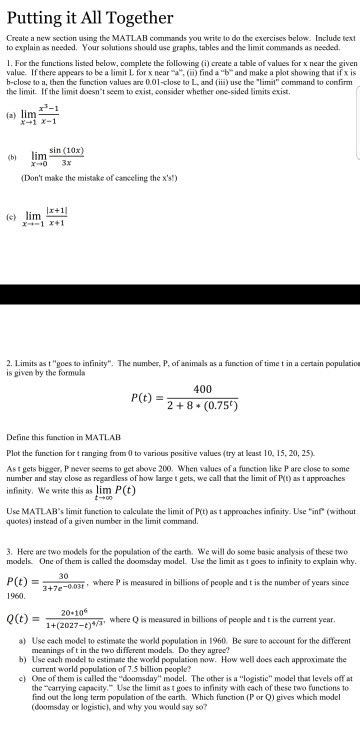 Solved Putting It All Together Create A New Section Using