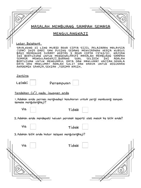 Borang Soal Selidik Rc Kong Zi Ling Pdf