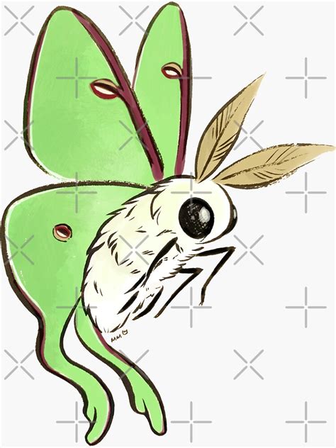 Fuzzy Cute Luna Moth Sticker For Sale By Marycapaldi Redbubble