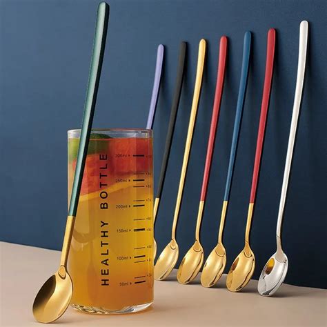 304 스테인리스 스틸 아이스크림 스푼 긴 손잡이 커피 스푼 교반 스푼 주방 용품 1 개