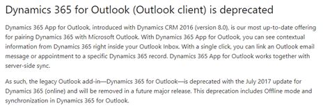 Dynamics 365 For Outlook Outlook Client Is Deprecated What About