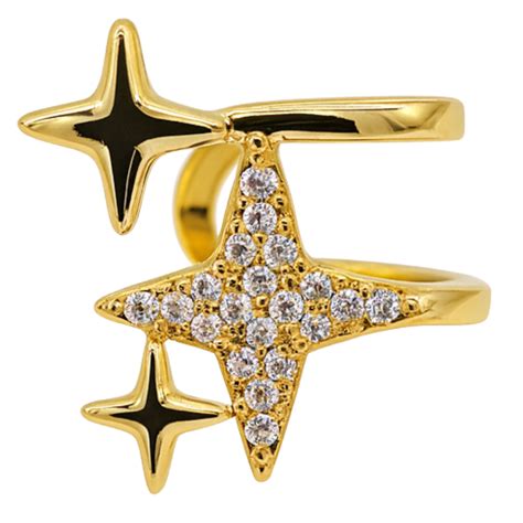 Earcuff Dorado Estrellitas Gemas Tienda Prama