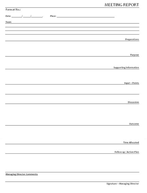 Meeting Report Format Samples Word Document Download