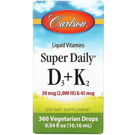 Купить Витамин D3+K2 в каплях, 2000 МЕ и 45 мкг, Super Daily D3+K2 ...
