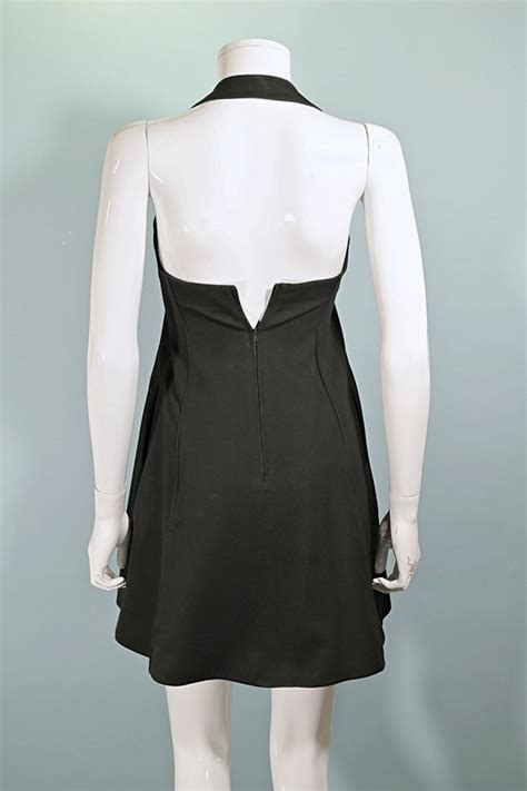 Vintage Claude Montana Black Mini Halter Dress Mont Gem