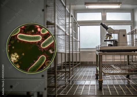 Drone Photography Of Pathogenic Salmonella And E Coli Bacteria Under Microscope For Scientific