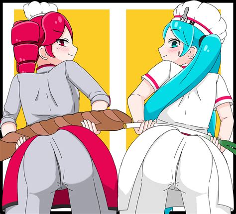 Rule 34 2d 2d Artwork 2girls Artist Request Big Ass Blue Eyes Blue Hair Chef Hat Chef