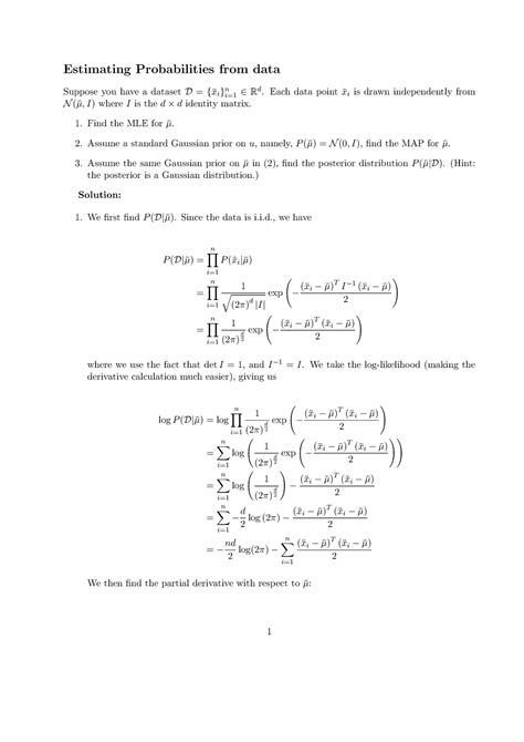 Hw Solution Estimating Probabilities From Data Suppose You Have A