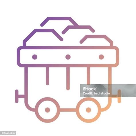 Coal Cart Pixel Perfect Gradient Linear Vector Icon Stock Illustration