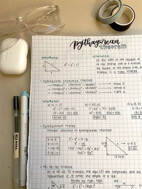Pythagorean Theorem School Organization Notes Math Notes Study