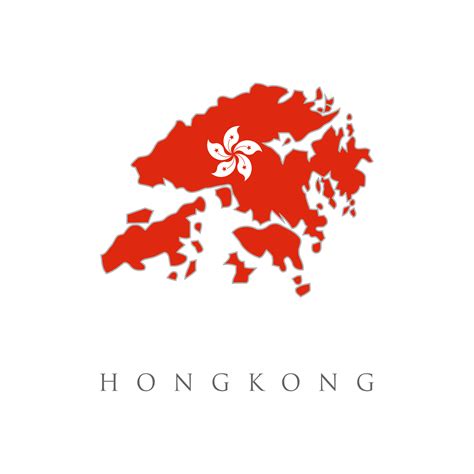 Hong Kong Outline Map With Flag Vector Map Hongkong Country On White