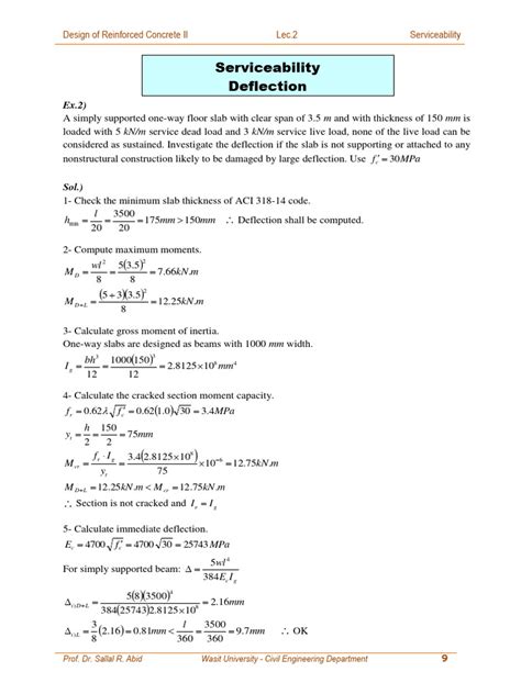 2 Serviceabilty Deflection Ii Pdf