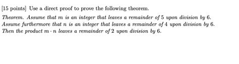 Solved Points Use A Direct Proof To Prove The Following Chegg