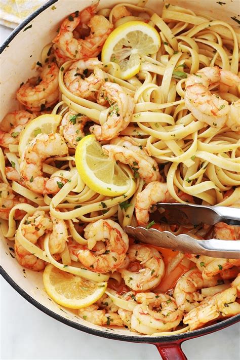 Pâtes aux crevettes à lail et citron recette rapide Cuisine Culinaire