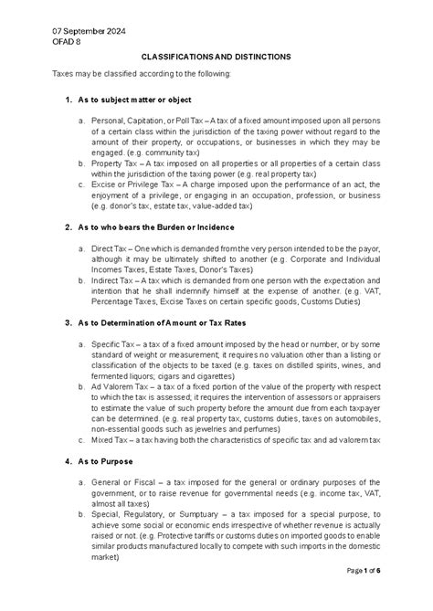 Tax Classifications And Distinctions Ofad 8 Classifications And