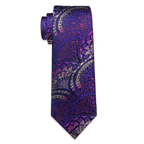 Purple Pink Yellow Floral Silk Tie Pocket Square Cufflink Set Styletie