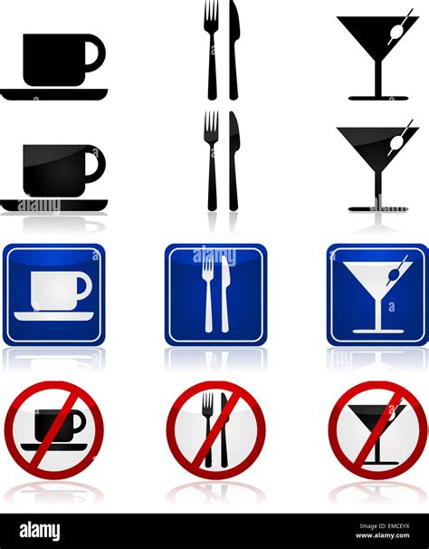 Restaurant Bar Icons Stock Vector Images Alamy