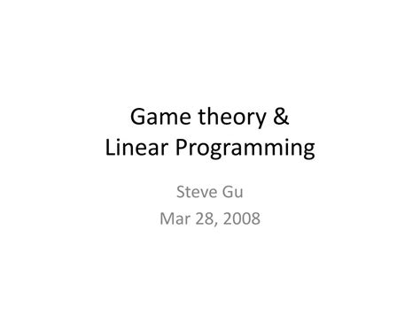 Ppt Game Theory And Linear Programming Powerpoint Presentation Id730782